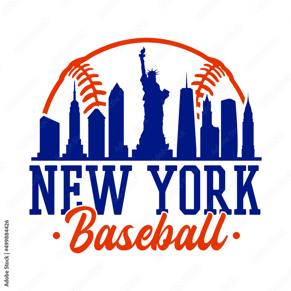 New York, NY, USA Baseball Skyline City Silhouette Vector. Softball ...
