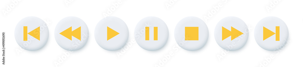 Multimedia 3d buttons. Set of play buttons. Cartoon 3d buttons Play ...