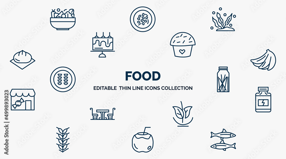 concept of food web icons in outline style. thin line icons such as ...