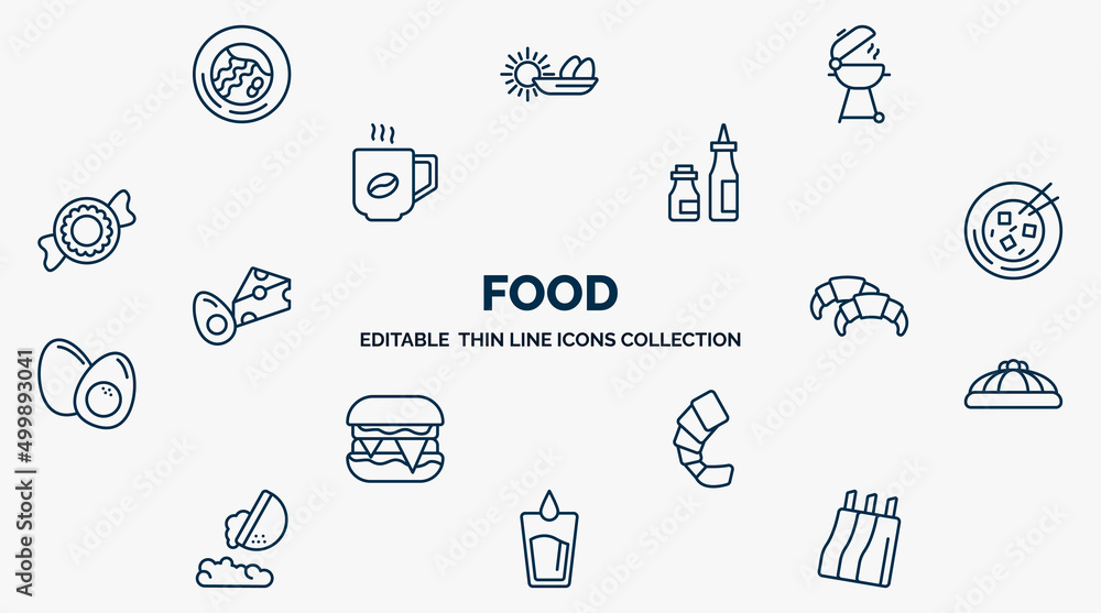 concept of food web icons in outline style. thin line icons such as ...