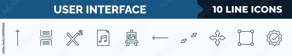 set of 10 user interface web icons in outline style. thin line icons ...