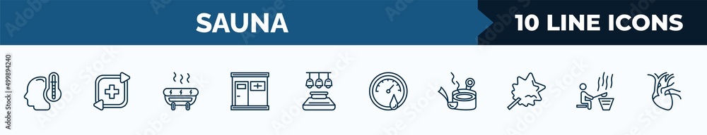 set of 10 sauna web icons in outline style. thin line icons such as ...