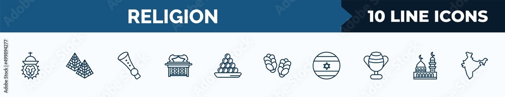 set of 10 religion web icons in outline style. thin line icons such as ...