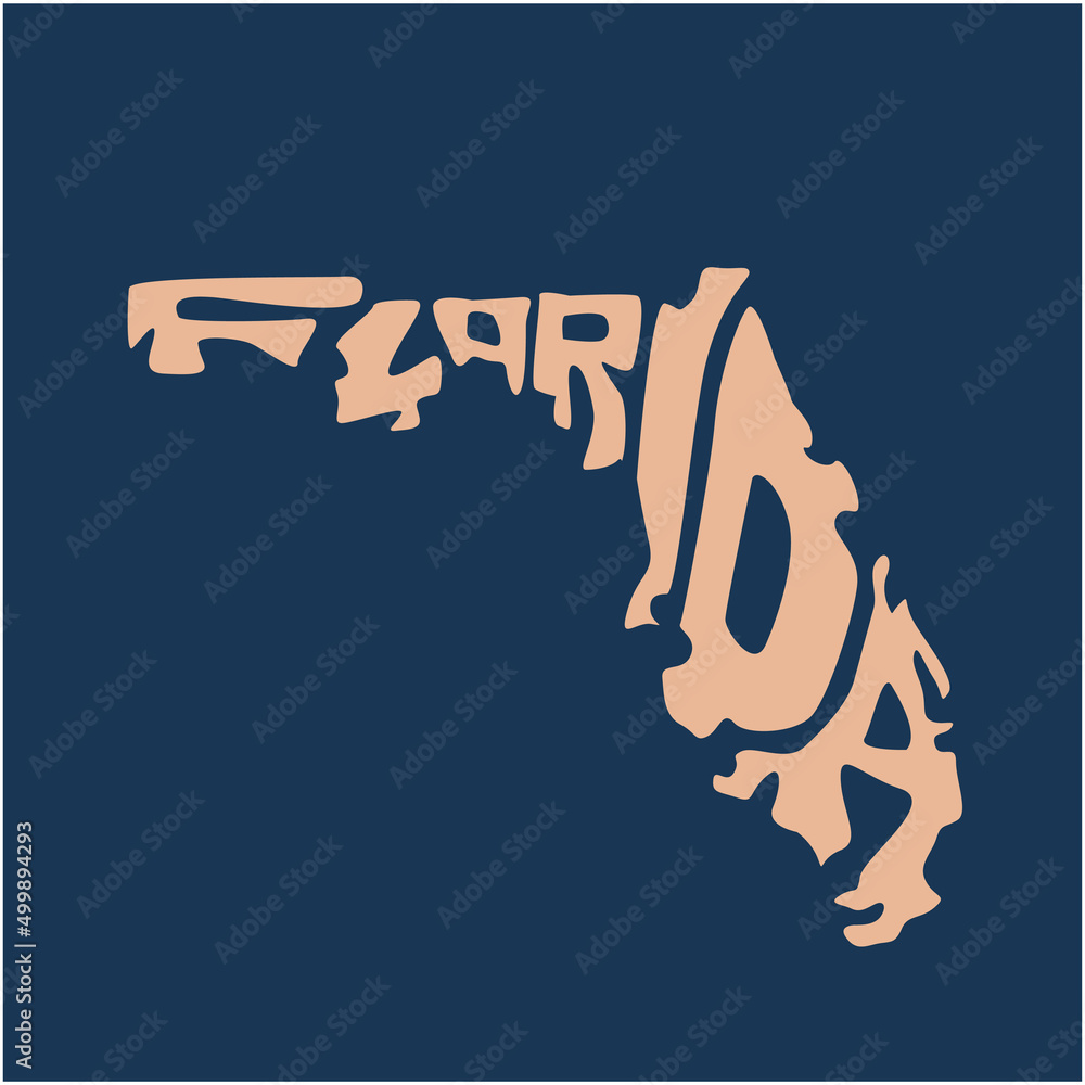 Florida map typography. Florida state map typography. Florida lettering ...
