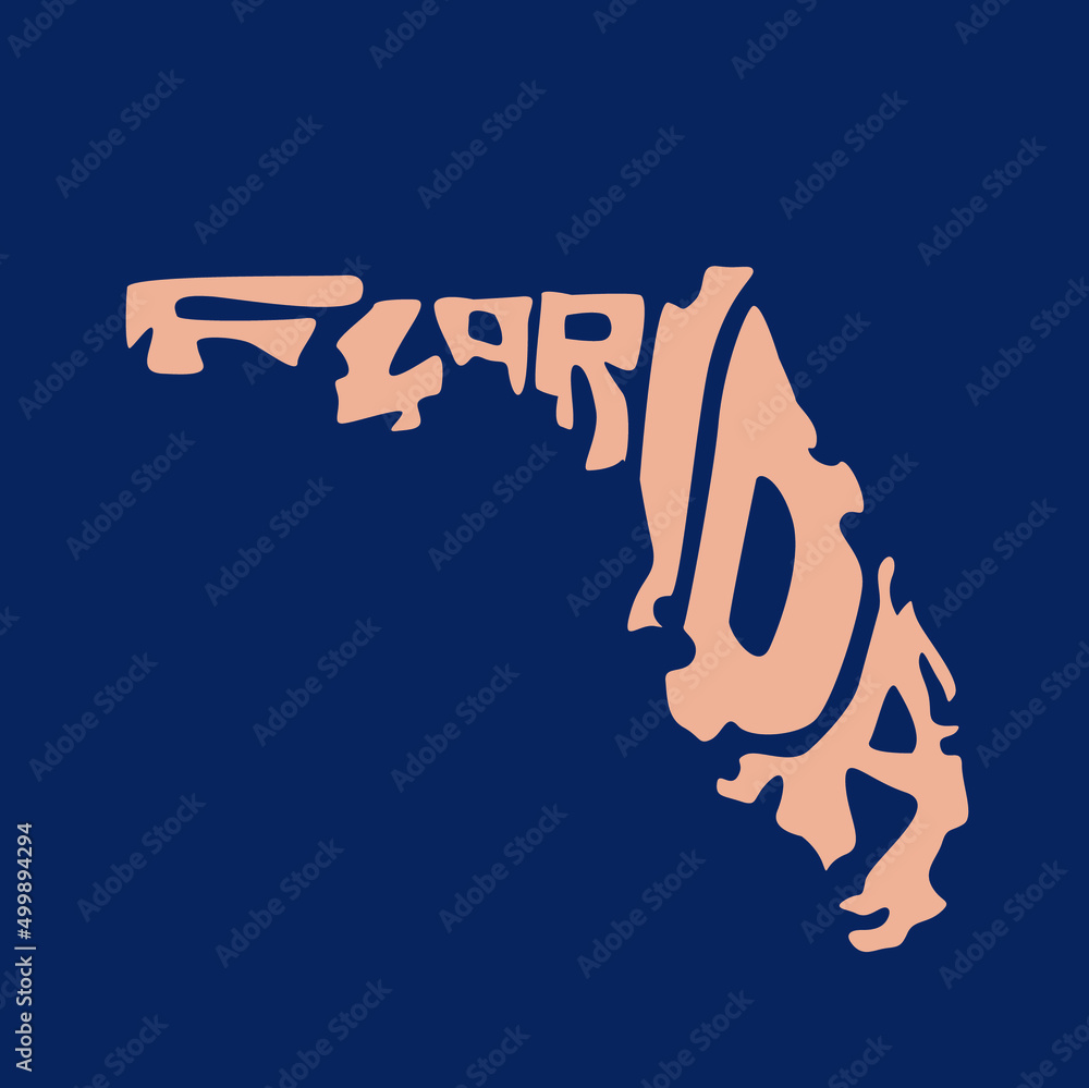 Florida map typography. Florida state map typography. Florida lettering ...