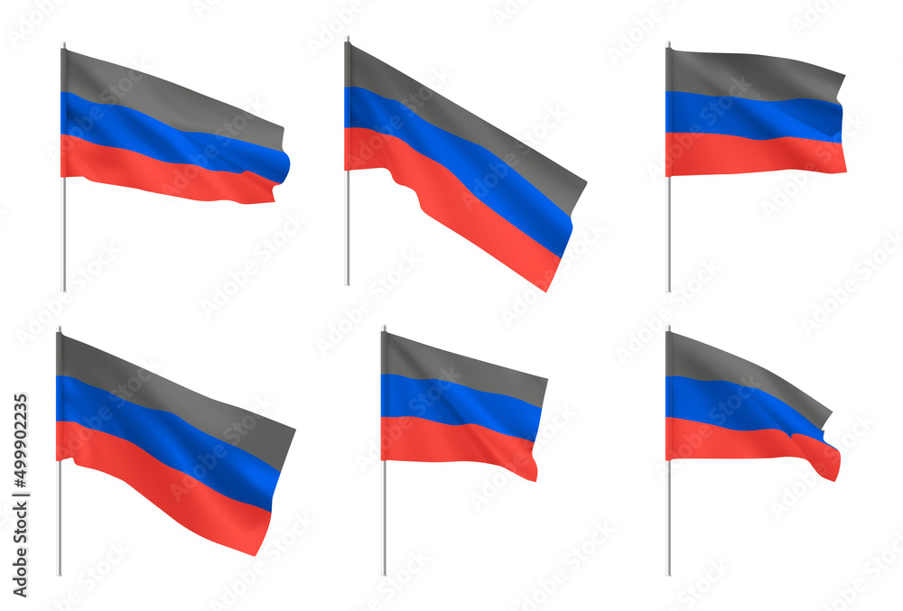 Flags Donetsk People Republic. Set of national realistic flags Donetsk ...