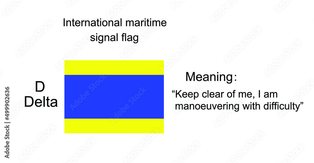 International maritime signal flag Delta vector illustration. Alphabet ...