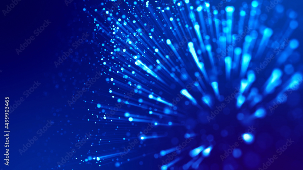 Blue light rays like laser show for bright festive presentation. 3d ...