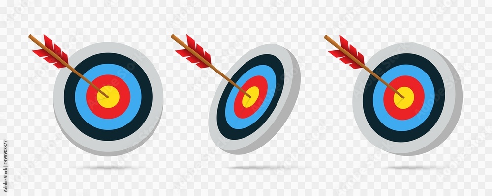 Archery target with arrow isolated on transparent background. Target ...