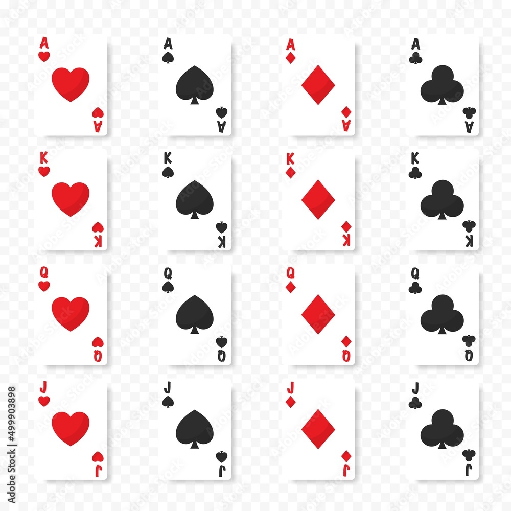 Realistic playing cards templates. Heart dimond club spade suite cards ...