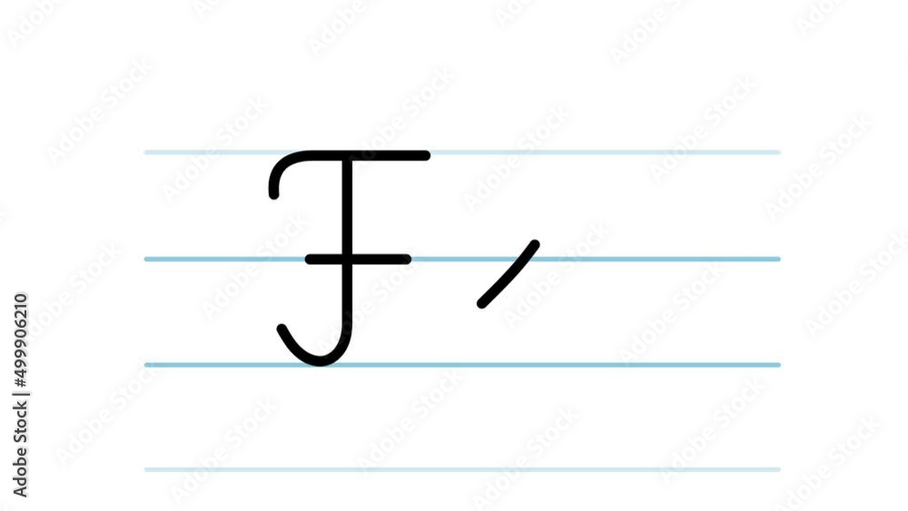 F letter writing cartoon animation. Compatibile part of alphabet serie ...