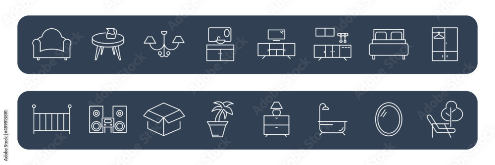 Home Room Types icons set . Home Room Types pack symbol vector elements ...