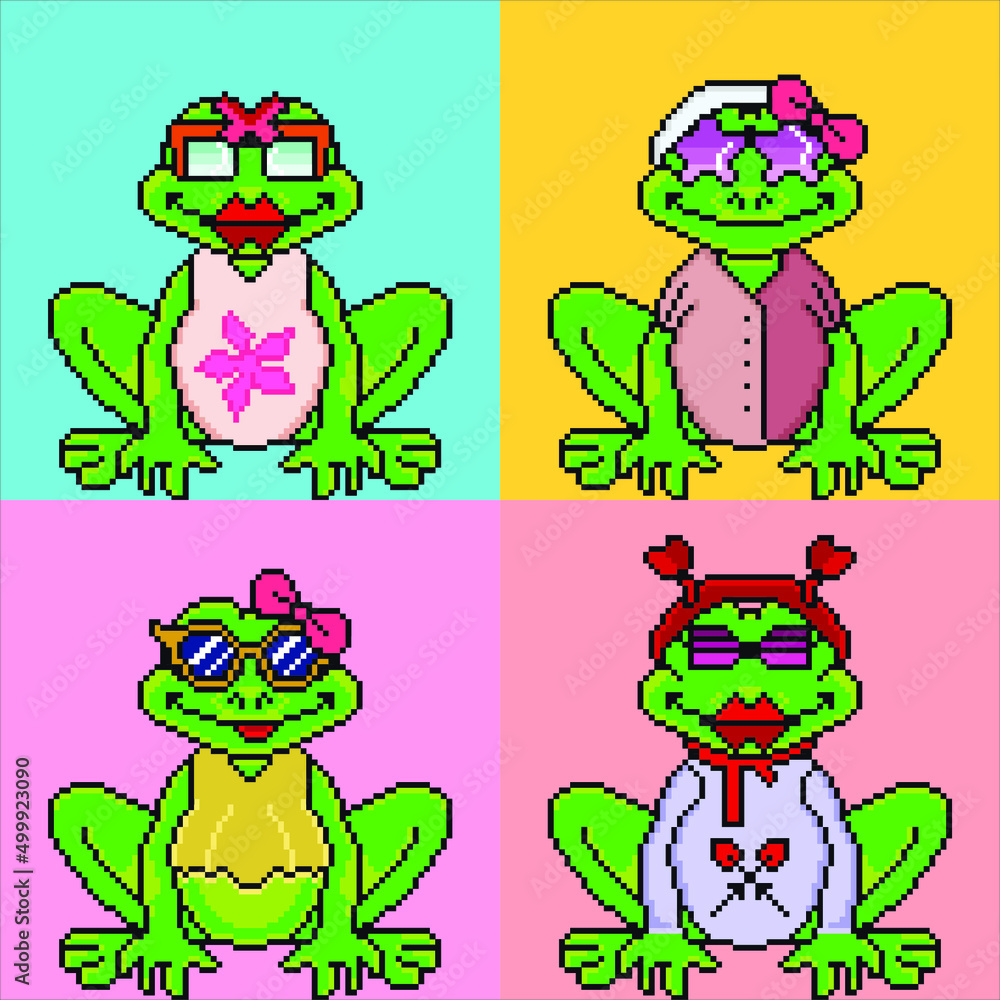 pixel art frog with different traits Stock Vector | Adobe Stock