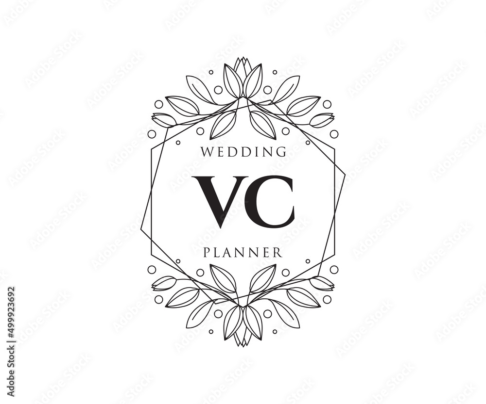 VC Initials letter Wedding monogram logos collection, hand drawn modern ...