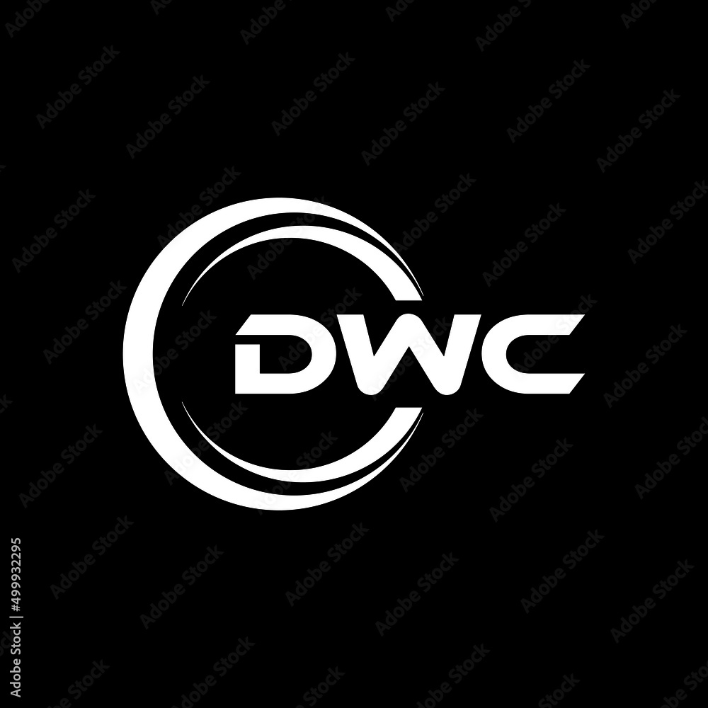DWC letter logo design with black background in illustrator, vector ...