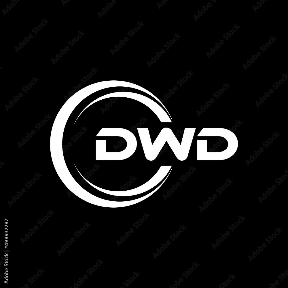DWD letter logo design with black background in illustrator, vector ...