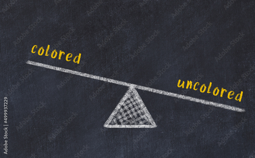 Concept of balance between colored and uncolored. Chalk scales and ...