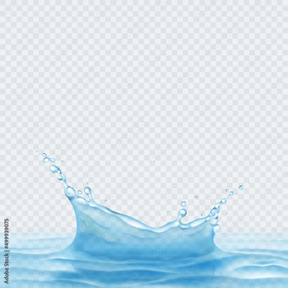 Realistic splash on water surface. Vector illustration with 3d splash ...