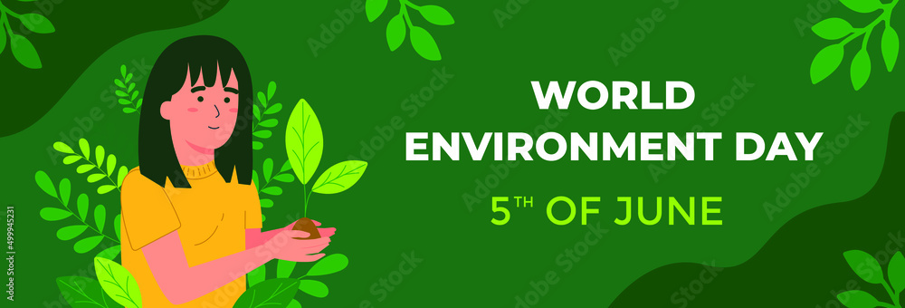 world environment day horizontal banner vector flat design Stock Vector | Adobe Stock