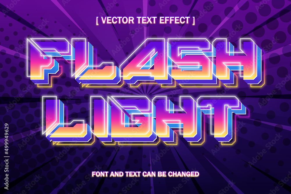 Flash light lightning neon disco colorful typography 3d style editable ...