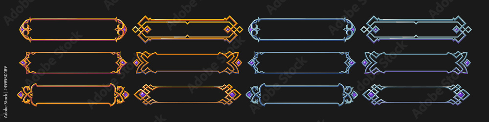 Fantasy gold and silver frames in medieval style for rpg game ui design ... Fantasy gold and silver frames in medieval style for rpg game ui design ...