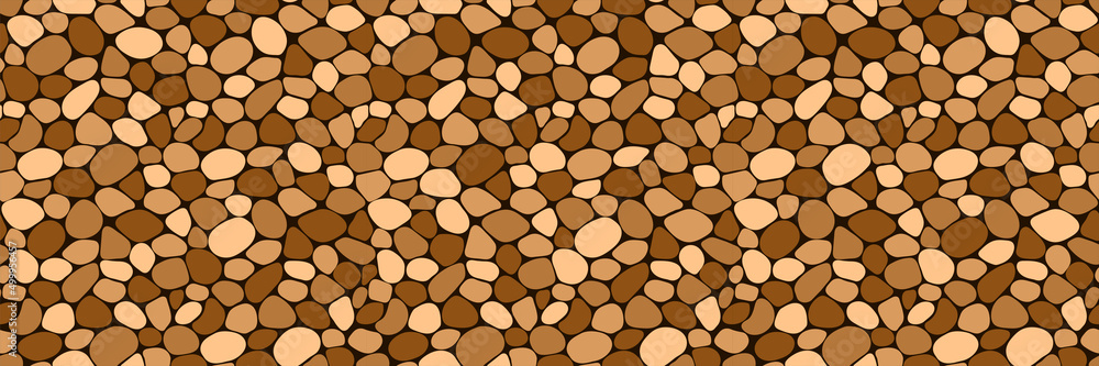 Stone paving seamless pattern vector illustration. Pebble repeated ...