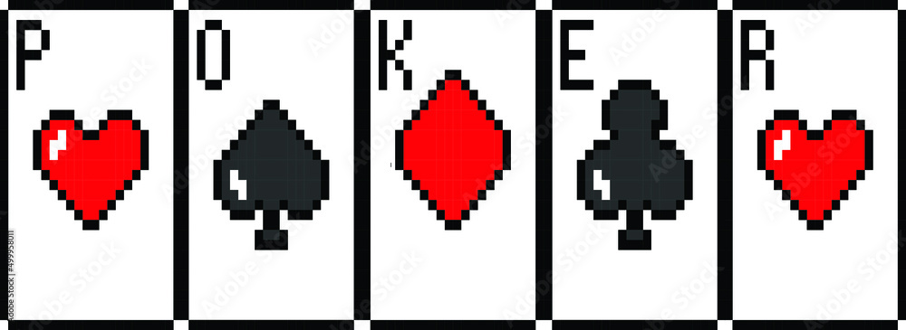 Playing card Pixel art vector illustration. poker image or clipart ...