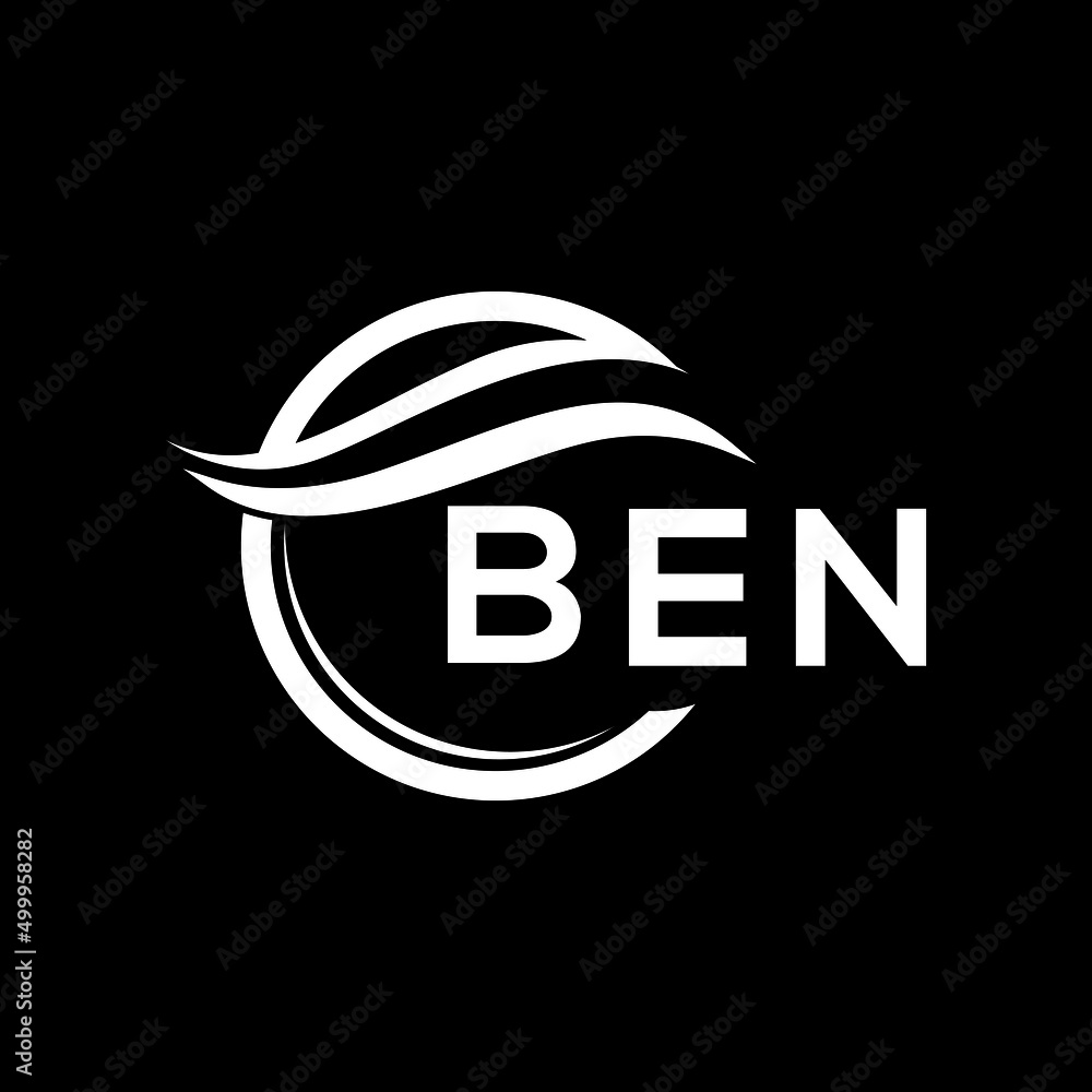 BEN letter logo design on black background. BEN creative initials ...