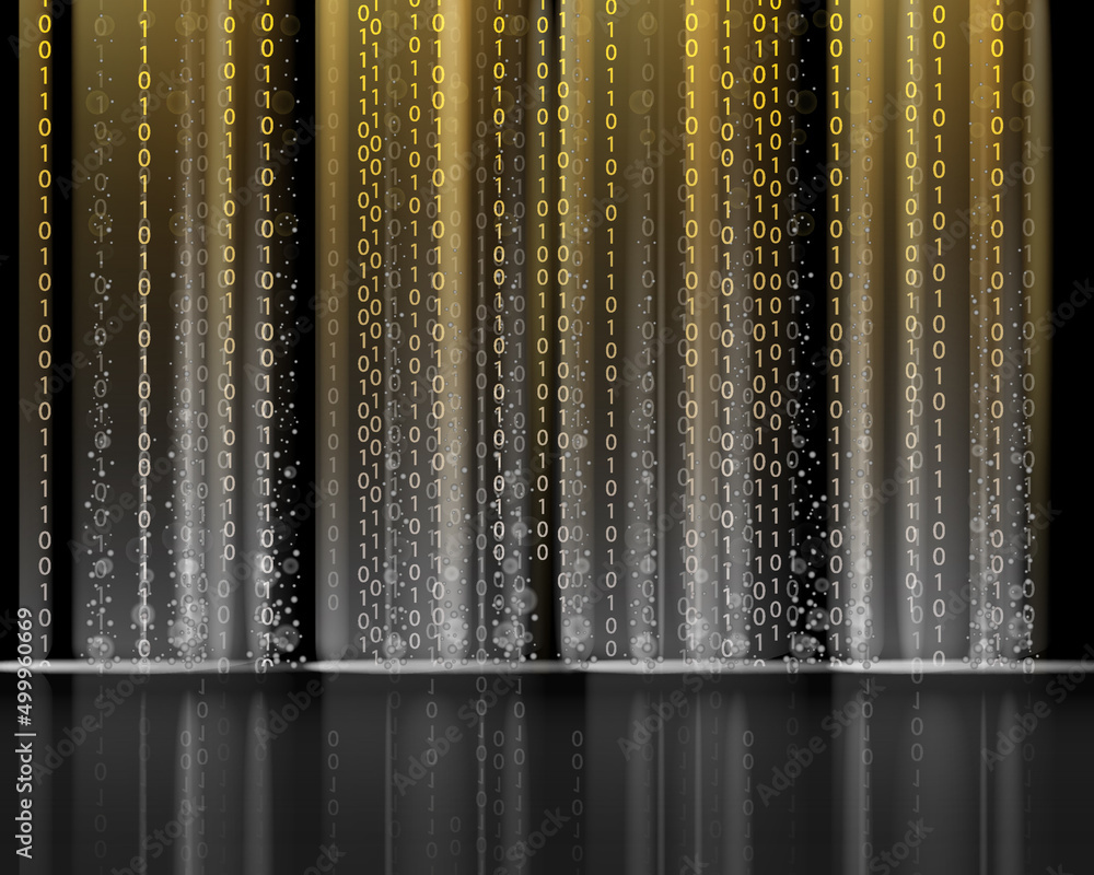 Technology Binary abstract background, matrix style, black color, falling numbers. Digital ...