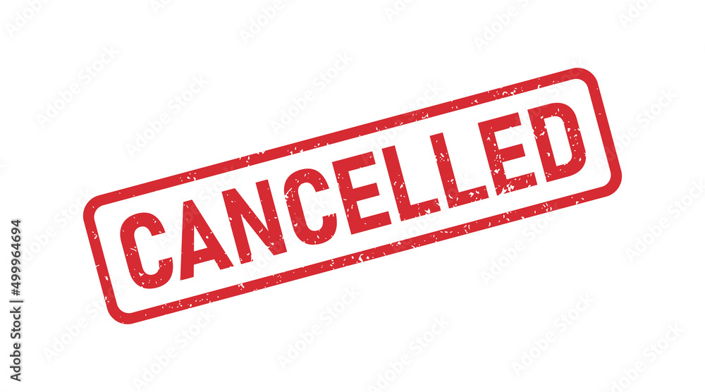 Grunge red cancelled word rubber stamp. Cancel sign sticker. Grunge ...