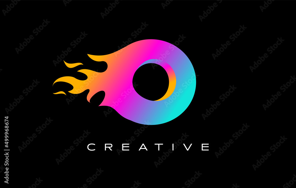 O Letter Flame Logo Design. Fire Logo Lettering Concept. Stock Vector ...