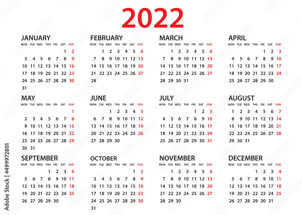 Calendar 2022 template, Planner 2022 year, Wall calendar 2022 template ...