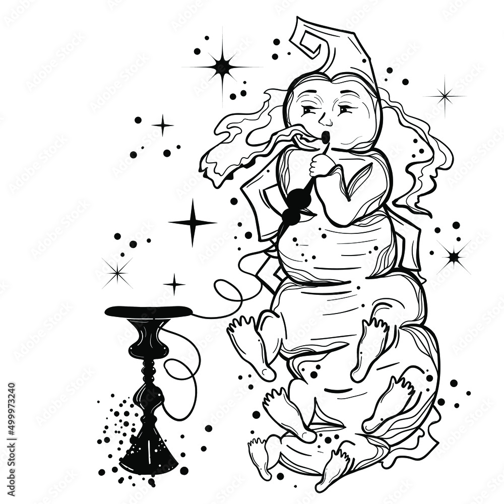 Alice In Wonderland Caterpillar Smoking Coloring Pages