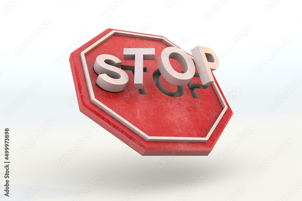 Stop sign for traffic with floating letters with isolated background ...