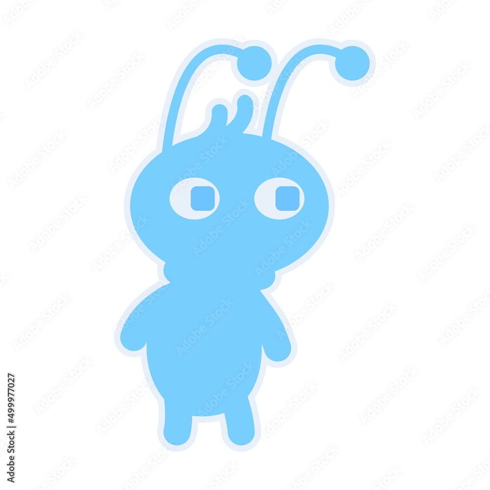 Cute blue alien semi flat color vector character. Standing figure. Kids ...