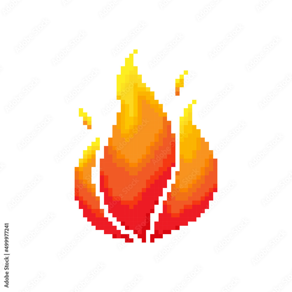 Flame 8 bit Pixel. Vector illustration Stock Vector | Adobe Stock