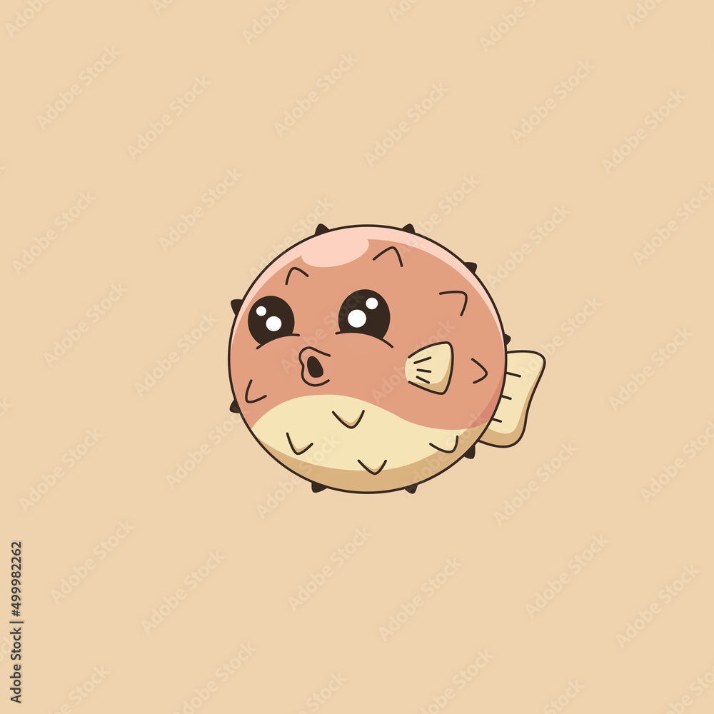 Cartoon cute puffer fish.Animal vector illustration Stock Vector ...