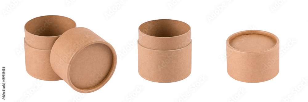 Mockup of paper tubes with paper cap in different positions isolated on ...