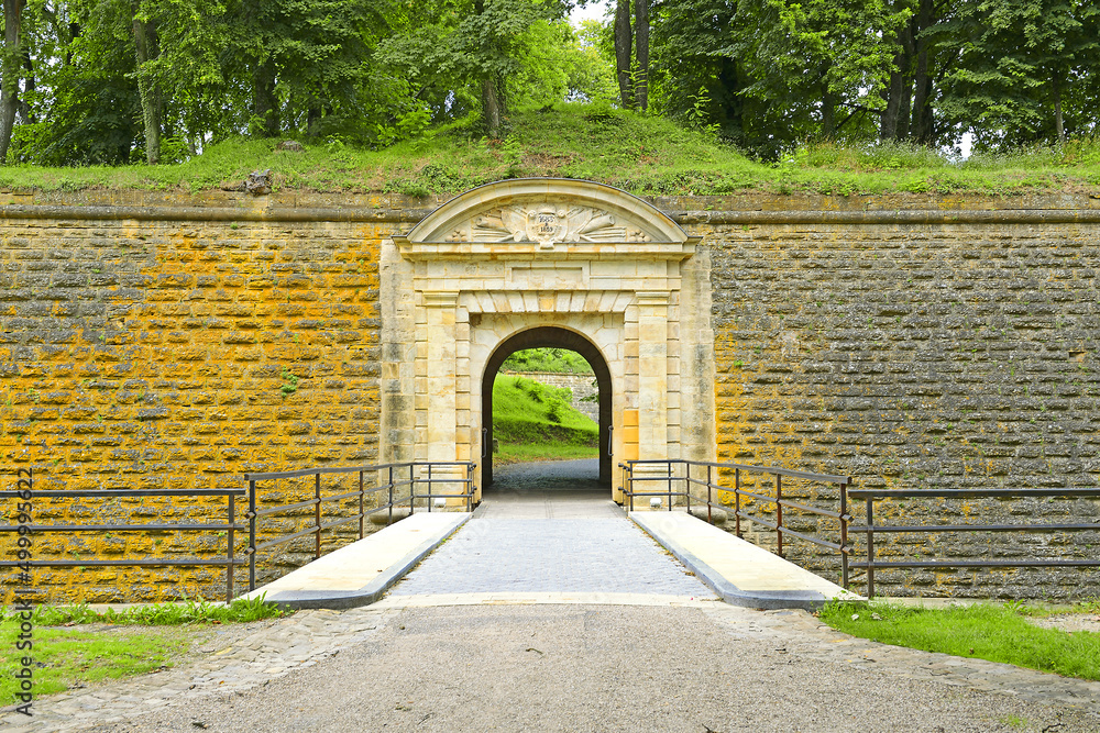 The gate to the fortress. The upper town of Longwy in Lorraine is one ...