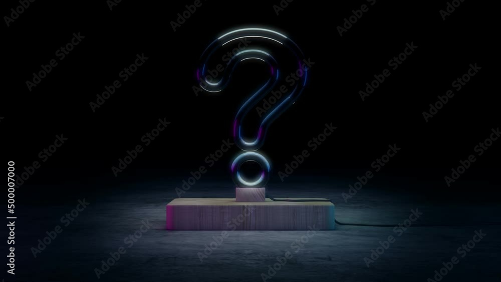Neon led Question Mark on stage with Illumination. 4K Animation Stock ...