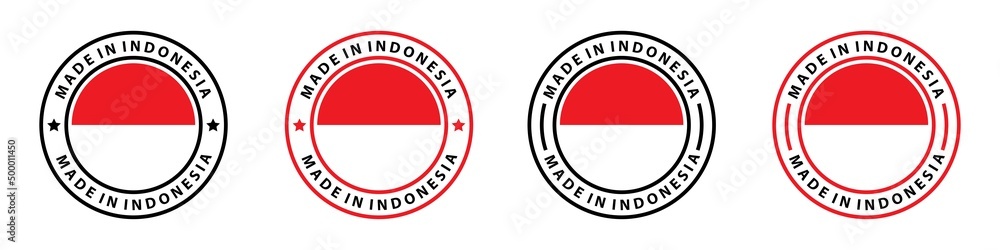 Made in the Indonesia labels Icon, made in the Indonesia logo ...