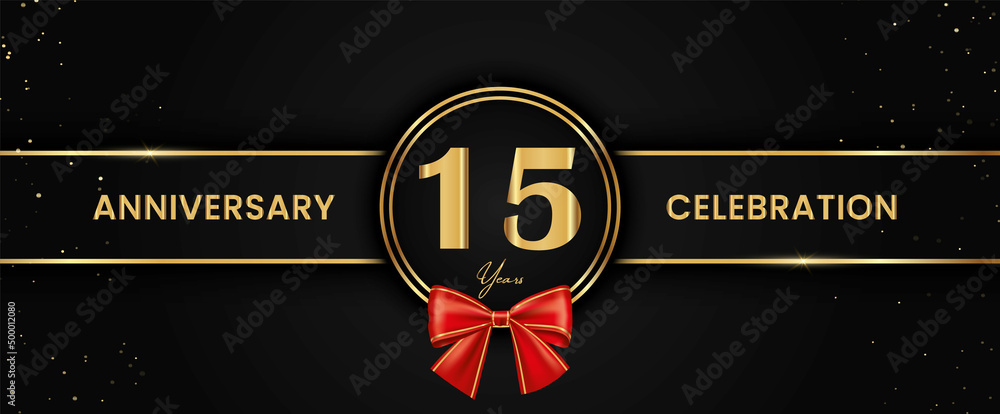 15 Year Anniversary Celebration Vector Template Design. 15 years golden ...