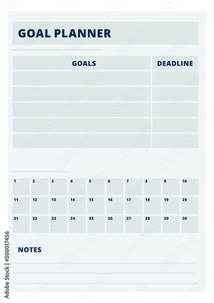 Goal planner page template. Strategy plan printable Stock Vector ...