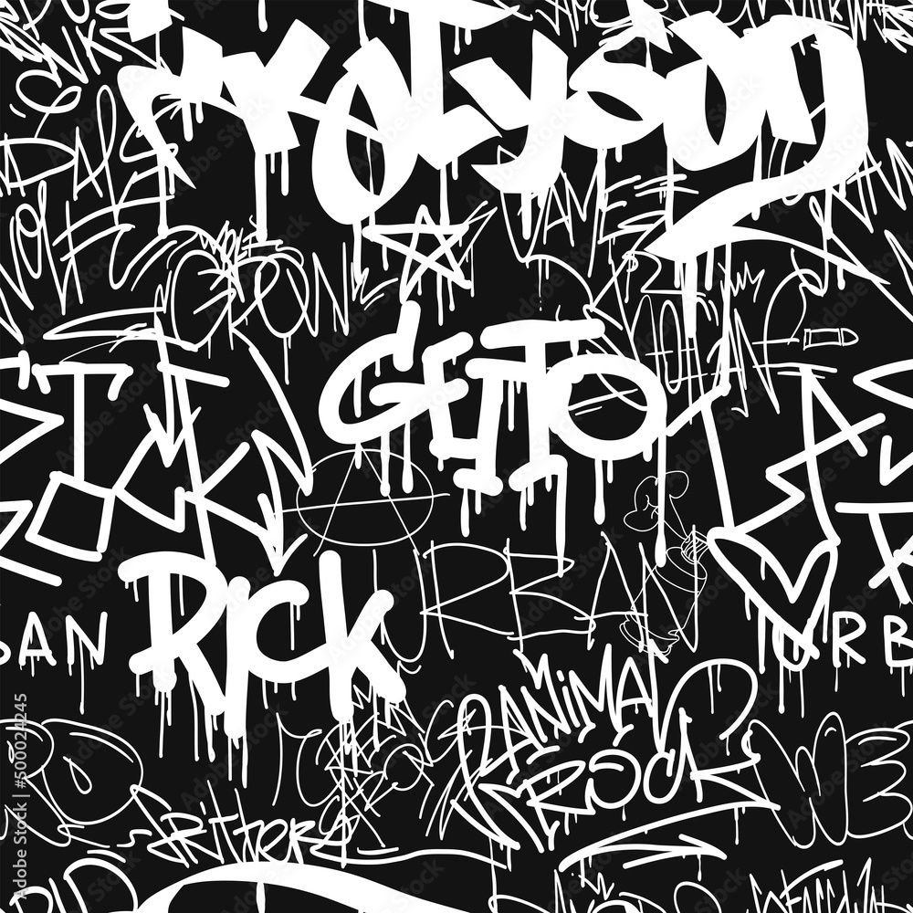 Seamless pattern graffiti street art tag. Urban culture. Creative art ...