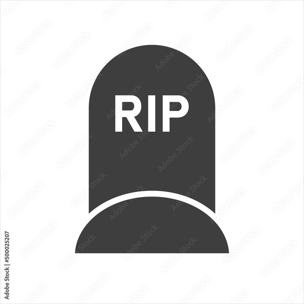 Rip grave icon. Tombstone burial symbol. Vector illustration isolated ...