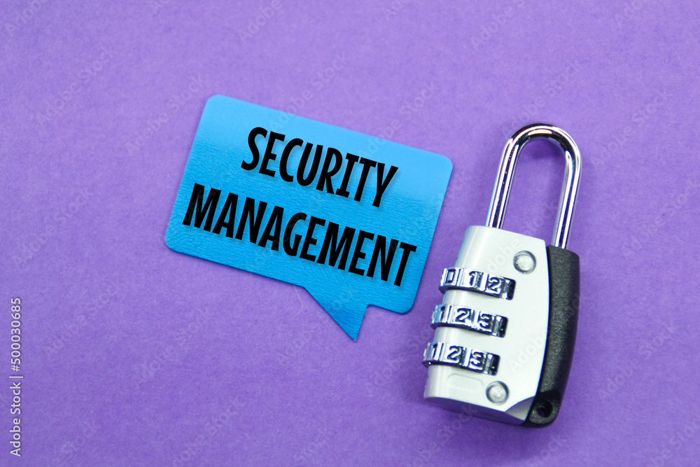 locks and dialog boxes with the word security management. the concept ...