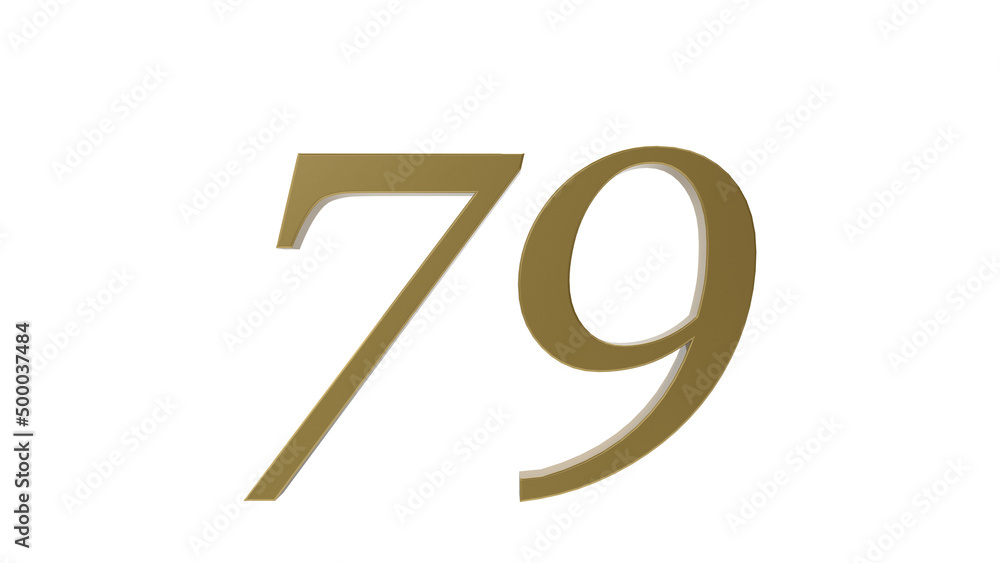 gold 79 number metal 3d render illustration Stock Illustration | Adobe ...
