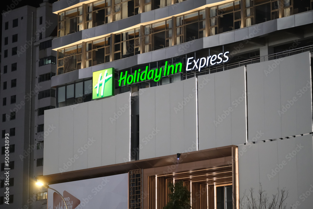 Shanghai,China-Feb.4th 2022: exterior of Holiday Inn Express hotel and ...