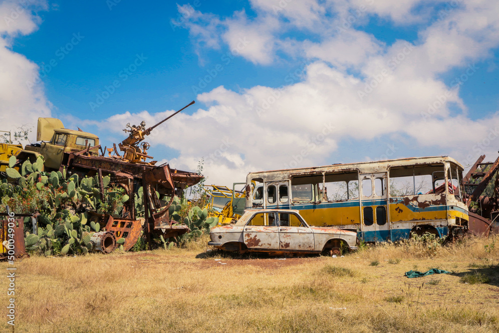 Abandoned Army Tanks on the Tank Graveyard in Asmara, Eritrea Stock ...