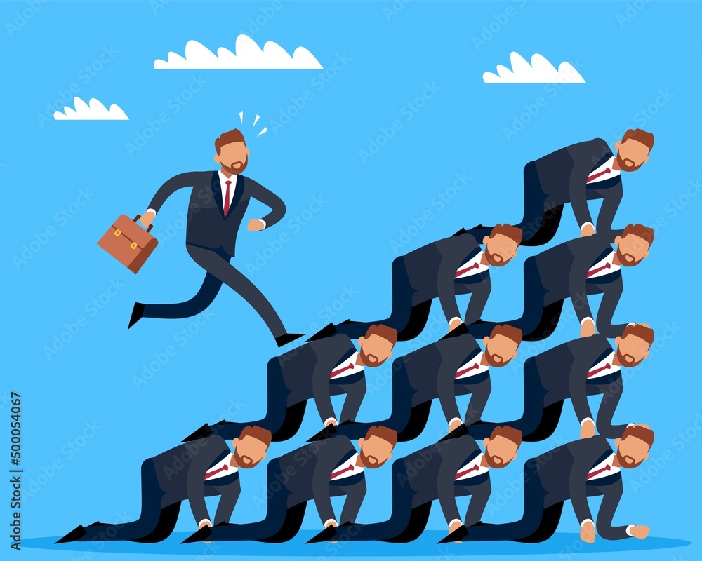 Career ladder at expense of others. Human resource, businessman ...